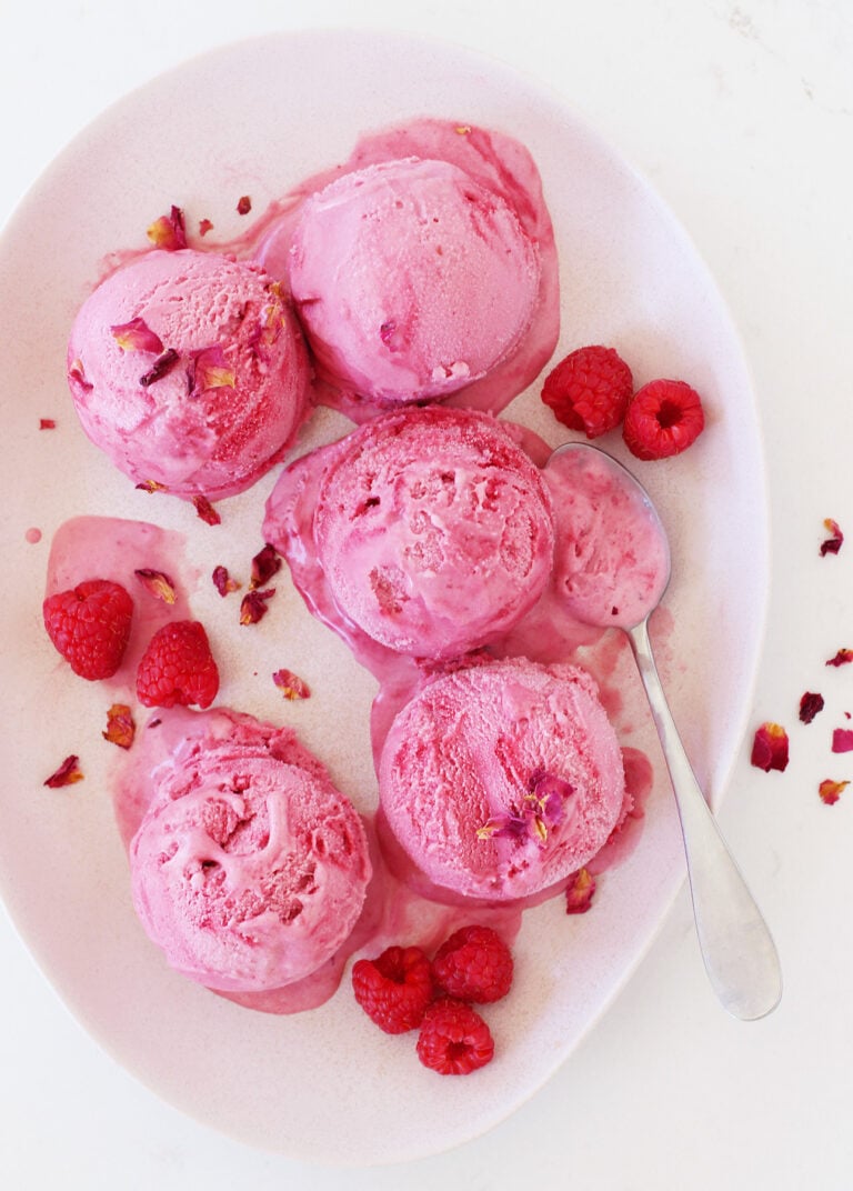 Creamy Raspberry Gelato with Rose Water - Food Nouveau