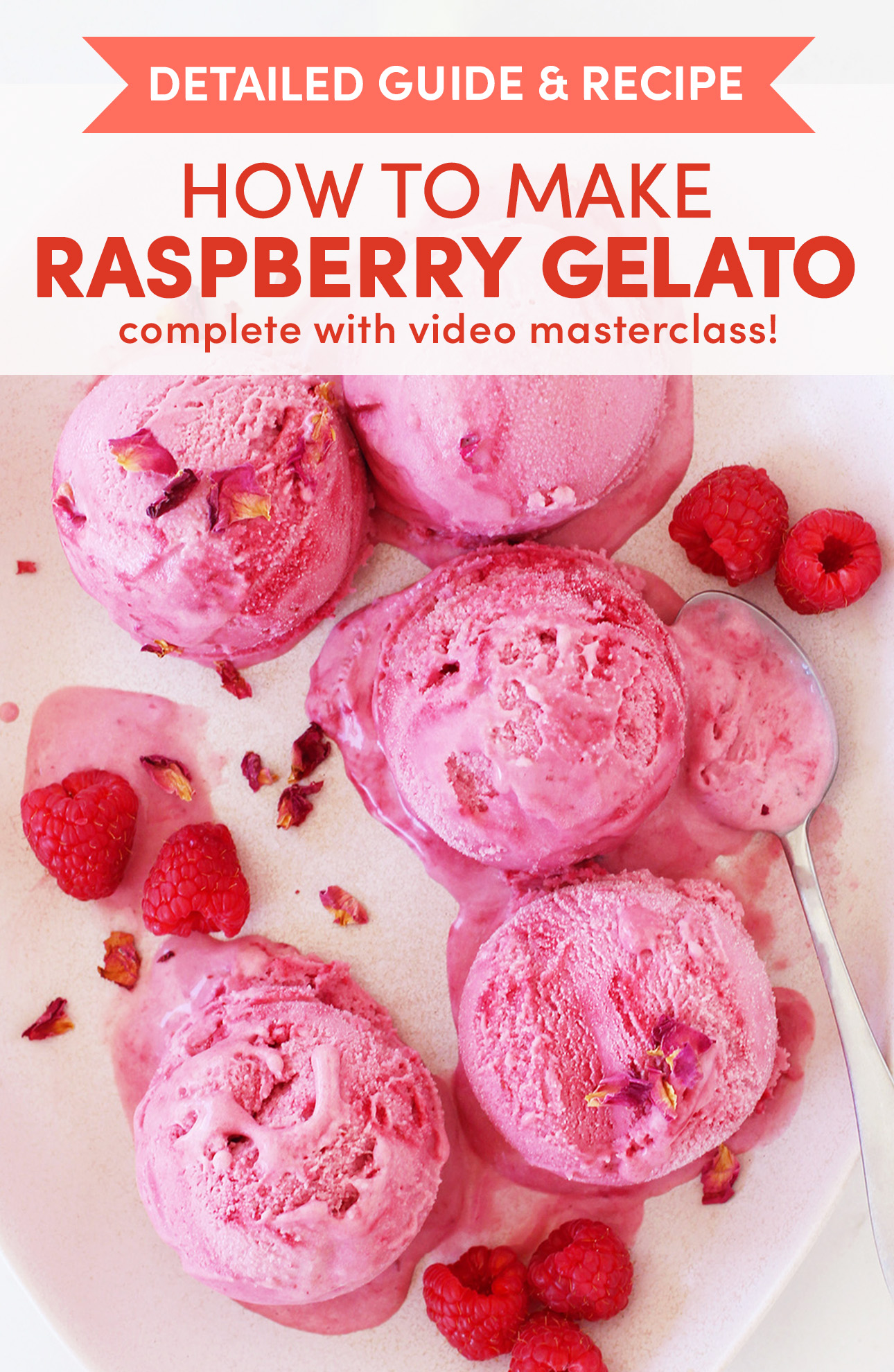 Creamy Raspberry Gelato with Rose Water - Food Nouveau